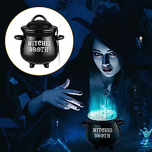 Skylety 3 Pcs Witch's Brew Cauldron Cups Include 1 Set 17 Oz Witches Broth Cauldron Coffee Mug with Spoon and Cover 2 Pcs 12 Oz Witches Brew Black Ceramic Cauldron Mug Halloween Mug Drinkware