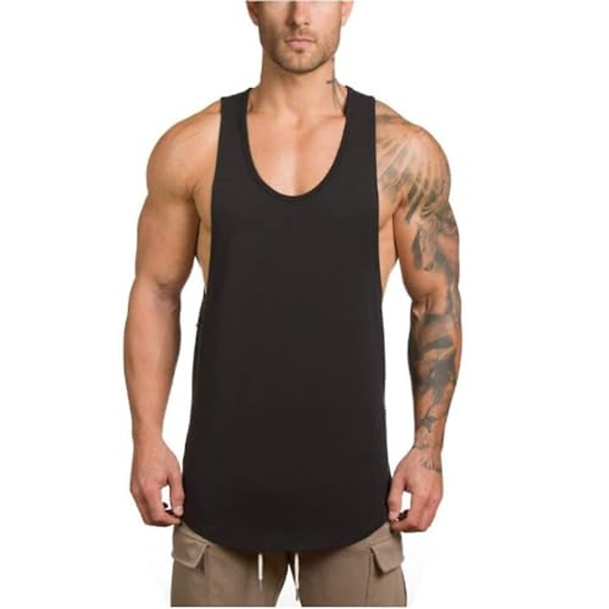 Muscle Killer 3 Pack Men's Muscle Gym Workout Stringer Tank Tops Bodybuilding Fitness T-Shirts (Black+Gray Green+ALOT,Medium)