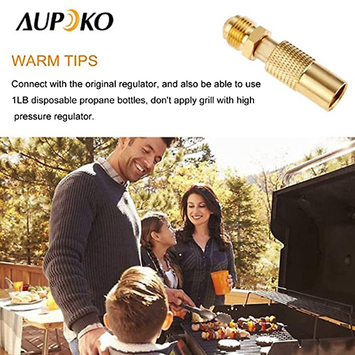 Aupoko 3/8 Propane Elbow Adapter Fitting, Fits for 17 Inch and 22 Inch Black Stone Tabletop Grill or Portable Gas Griddle Connect RV Trailer Extension Hose