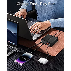 USB C Charger,195W 8-Port USB C Charging Station, 65W Type C Fast Charging Laptop GaN Power Adapter Compatible with MacBook Pro/Air, iPad Pro,iPhone 14 13 12 Pro Max,Galaxy,Steam Deck,ect