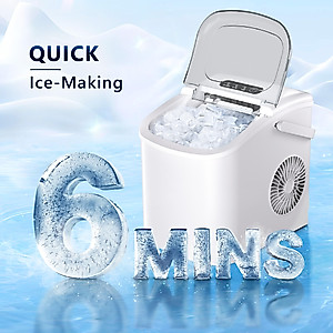 ICEVIVAL Ice Maker Countertop, 27Lbs/24H, 9Cubes in 6Mins, Self-Cleaning, Portable Ice Maker Machine with Handle, Ice Scoop, and Basket for Home, Kitchen, Party, Bar, Office