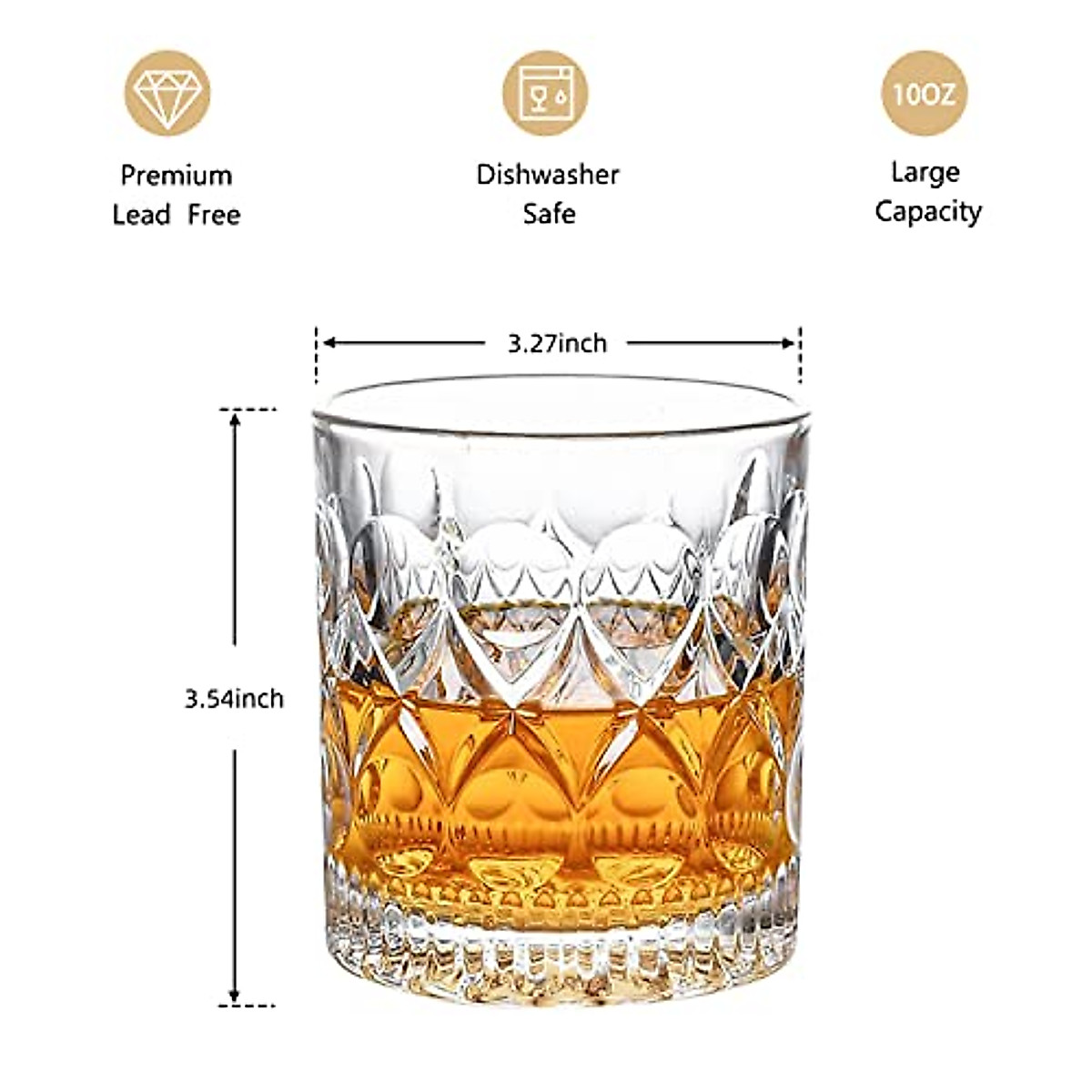 Caicai Baby 2PC Whiskey Glasses with 2 Ice Ball Maker Molds, Old Fashioned Rock Glasses for Bourbon, Scotch,Rum,Whiskey Gift for Men, Bourbon Glass Set of 4