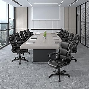 Yaheetech Office Chair High Back Wide Seat Executive Chair Adjustable Desk Chair, PU Leather Managerial Swivel Chair w/Padded Armrest, Big and Tall