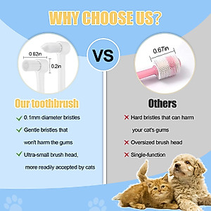 Pawsitive Vibes Cat Toothbrush, Super Mini Brush Head for cat-Finger Toothbrush for Cats, Cat Tooth Brushing Kit, Mini Head, Deep Cleaning, Gentle Bristles for Gum Care-Blue