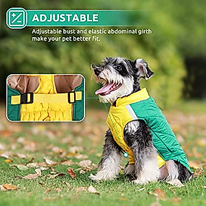 ABRRLO Dog Winter Coat Reflective Dog Harness Jacket Vest with D-Ring Leash Attachment Dog Cold Weather Coats Warm Pet Clothes Waterproof Dog Snow Jacket for Small Medium Large Dogs(Green,M)