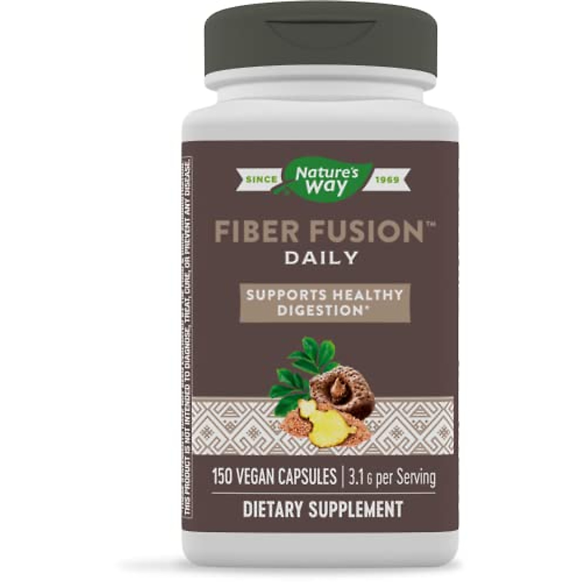 Nature's Way Fiber Fusion Daily Supplement, Digestive Support*, 150 Vegan Capsules