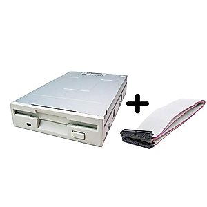 New Internal Floppy Disk Drive (White) 1.44 MB 3.5-inch Floppy Disk Drive with Bundle 18 inch Dual Drive Ultra ATA IDE Hard Drive Cable - IDE/EIDE Cable - UDMA 66/100-40 pin