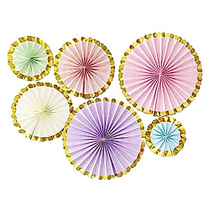 Pastel Happy Birthday Banner Assembled and Hanging Paper Fans Party Decorations Kit for Pastel Birthday Decorations