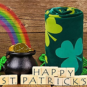 inhand St Patricks Day Throw Blanket 50” X 60”, Clovers and Shamrocks Design Super Soft Flannel Fleece Blanket, Green Gnome Leaf Saints Blanket Decorations for Bed Couch Living Room Sofa ( Shamrock)