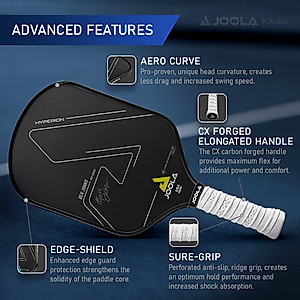 JOOLA Ben Johns Hyperion CFS 14mm Swift Pickleball Paddle - USAPA Approved for Tournament Play - Carbon Fiber Pickle Ball Racket - Maximum Speed with High Grit & Spin