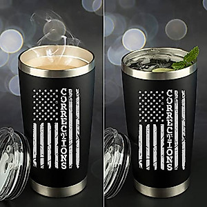 JENVIO Correctional Officer Gifts - 20 Ounce Stainless Steel Hot/Cold Travel Tumbler/Mug with lid and 2 straws for Coffee Cup - Fathers Day Corrections Accessories | Prison Guard Gift