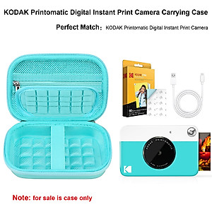 Elonbo Camera Carrying Case for KODAK Printomatic Digital Instant Print Camera, Portable Bluetooth Photo Printer Storage Holder Bag, ​Mesh Bag Fits Photo Paper,MicroSD Card,USB Cable, Green+Green