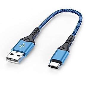 RyzzRooa Short USB C Charging Cable, USB A to USB Type C Braided Fast Charging Cord for Power Bank, Portable Charger, Compatible with Galaxy S10 S9, Note 10 9, LG V35 G7 and More USB-C Devices