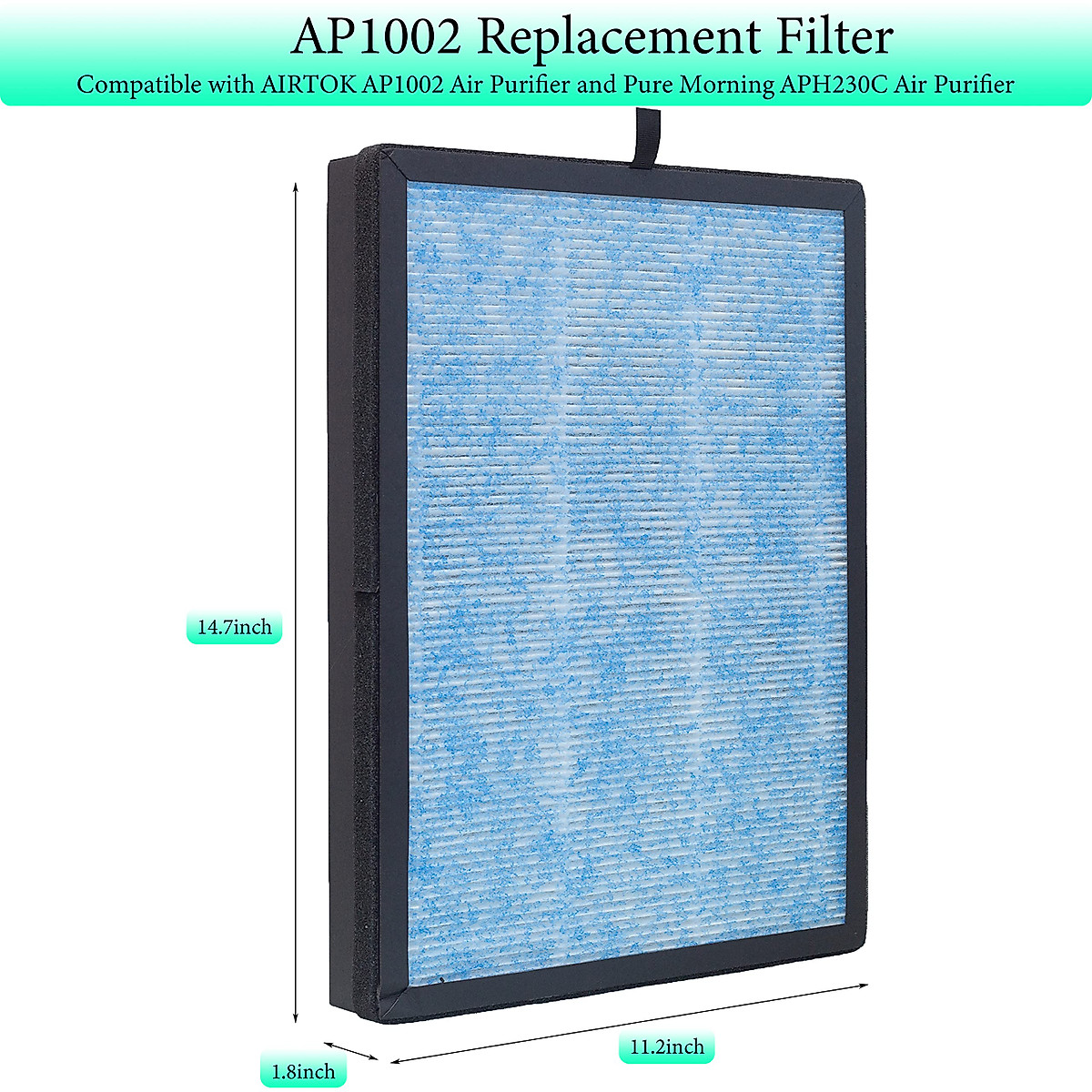 Nyingchi AP1002 Replacement Filter,Compatible with AIRTOK® AP1002 and Pure Morning APH230C Air Purifier, H13 True HEPA 3 in 1 Filter,2-Pack