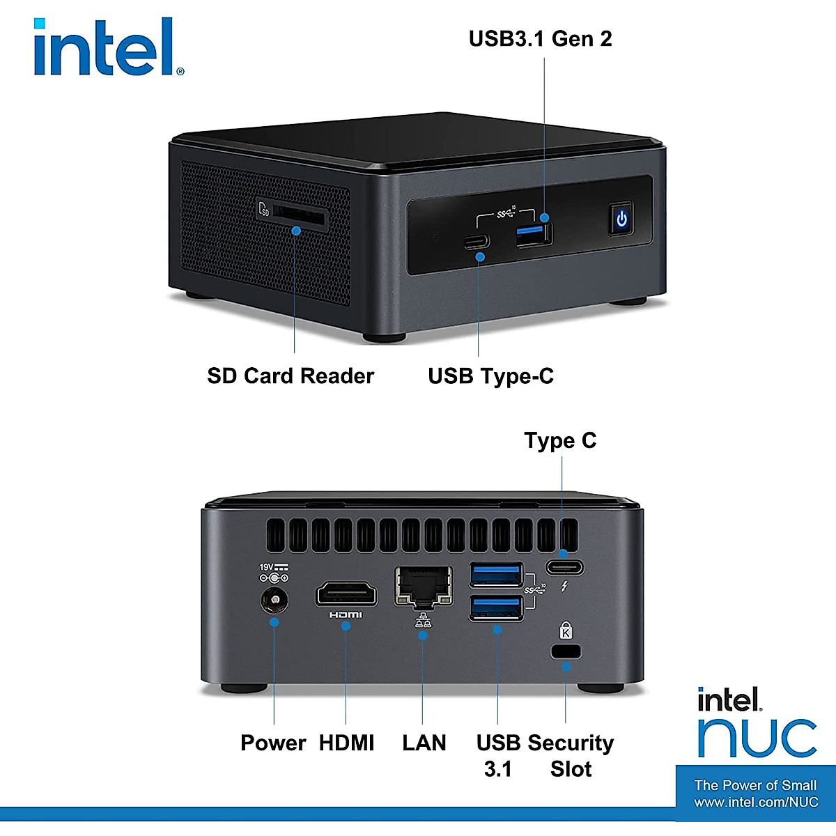 Intel NUC 10 Mini Performance Kit, 16GB RAM, 512GB PCIe SSD, Core i7-10710U, UHD Graphics, Windows 11 Pro, 3-YR Warranty, IST Cable, RJ45, Wi-Fi 6, BXNUC10i7FNHN