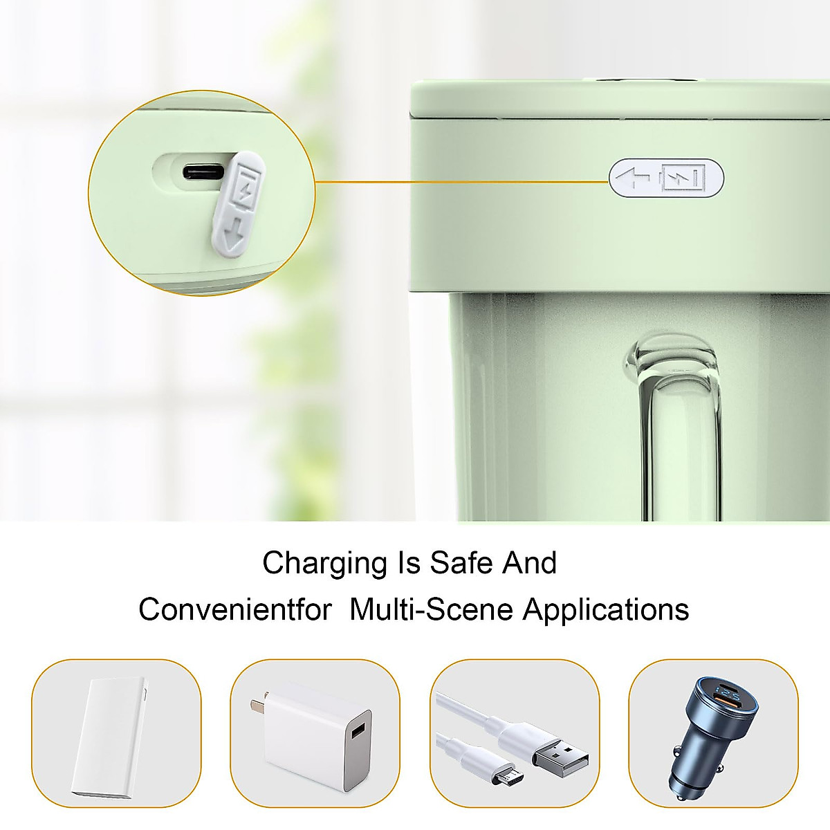 Portable Blender, 10 oz Mini Personal Blender for Smoothies, Fruits, and Veggies with Rechargeable USB, Easy to Clean suitable for Traveling or Camping(Green)