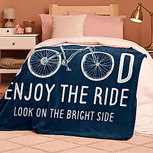 Plush Blanket Throw Blanket Warm Cozy Soft Microfiber Blankets, Bicycle Life is Good