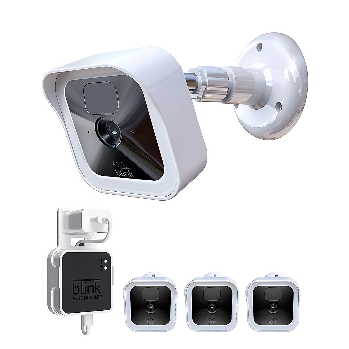 All-New Blink Outdoor Camera Housing and Mounting Bracket, Weather Proof Protective 360 Degree Adjustable Mount with Blink Sync Module 2 Outlet Mount for Blink Home Security Camera (White(3 Packs))