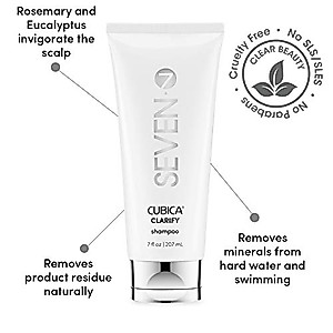 SEVEN Hair Care Cubica Clarifying Shampoo for Women & Men, Detox and Minimize Dry Scalp + Buildup with Rosemary, Eucalyptus & Rose Hip Oil, Cruelty Free, Sulfate Free, Made in USA, 7 oz
