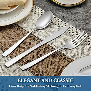 16 Piece Dinner Forks Set,Top Food Grade Extra-Fine Stainless Steel Forks with Squared Handle,Forks Silverware,Metal Forks for Home Kitchen Restaurant Hotel,8 Inches,Mirror Finish & Dishwasher Safe