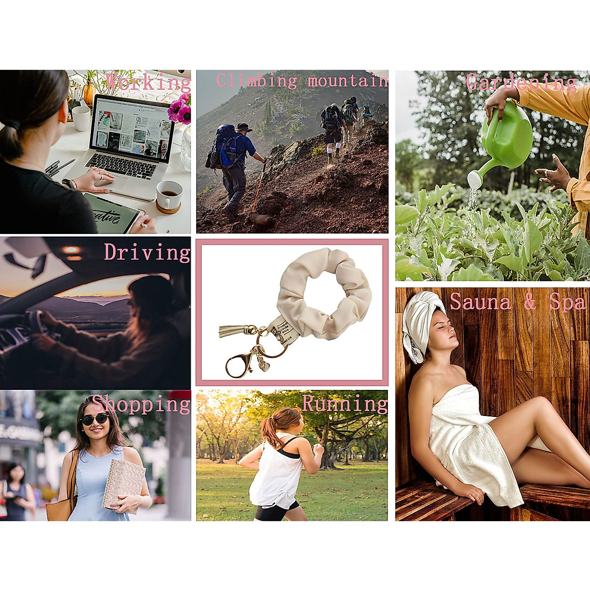 HAEVERAY Scrunchie Wristlet Bracelet Keychain,Soft Stretchable Wristband Wrist Bangle Keyring for Women Girl…