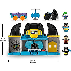 Little People DC Super Friends Batman Toy Deluxe Batcave Playset With Lights Sounds & 4 Figures For Toddlers Ages 18+ Months
