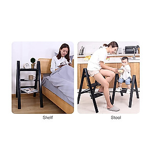 Comft 3 Step Ladder, Aluminum Sturdy Lightweight, Widened Pedal, Non-Slip Foot Pad, Multi-Functional Foldable Space Saving for Home and Kitchen (330LB) (Black)