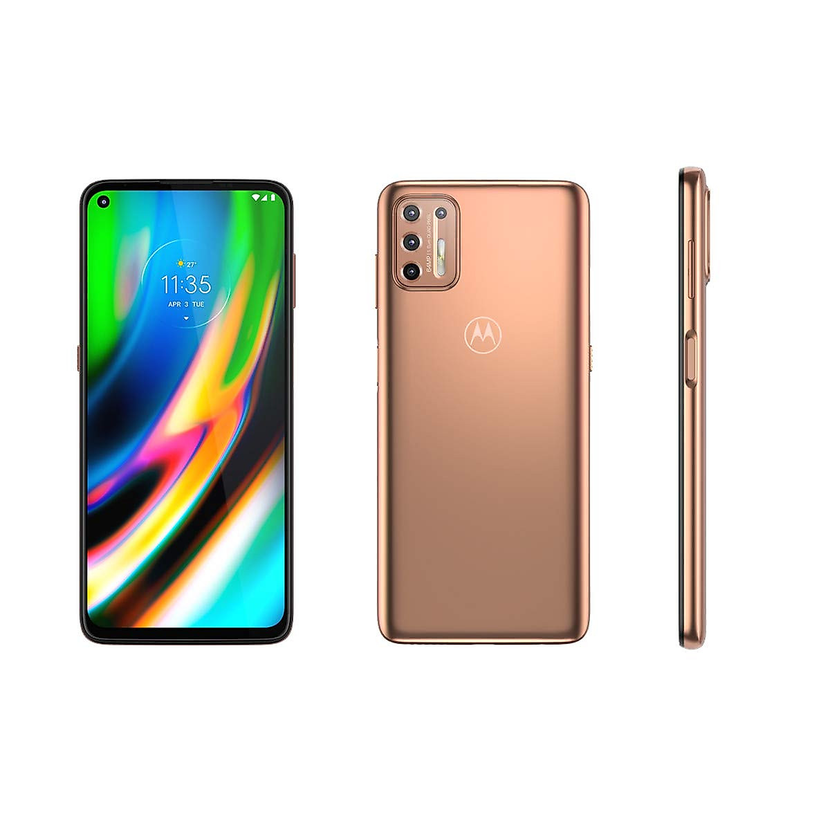 Motorola Moto G9 Plus 128GB, 4GB RAM, XT2087-1, 64MP Camera System, 6.81 inches, LTE Factory Unlocked Smartphone - International Version (Rose Gold)