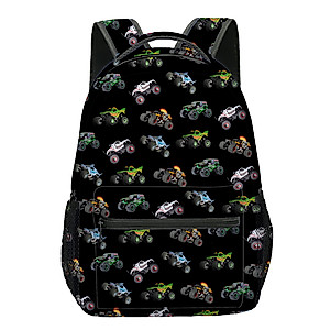 LAXLIIO Cool Trucks Backpack Lightweight Bookbag For Teens Men Women Bags Resistant Durable 17 inches