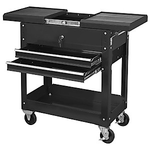Torin Service Utility Tool Cabinet Cart 350 LBs 2 Drawer Slide Top, Black, ATC310B