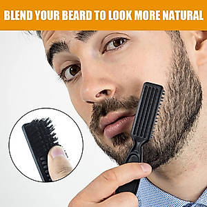 Long-Lasting Water-Resistant Black Men's Beard Grooming Kit - Micro-Fork Tip Pen, Bristle Brush for Natural Looking Mustache, Eyebrows, and Facial Hair Styling