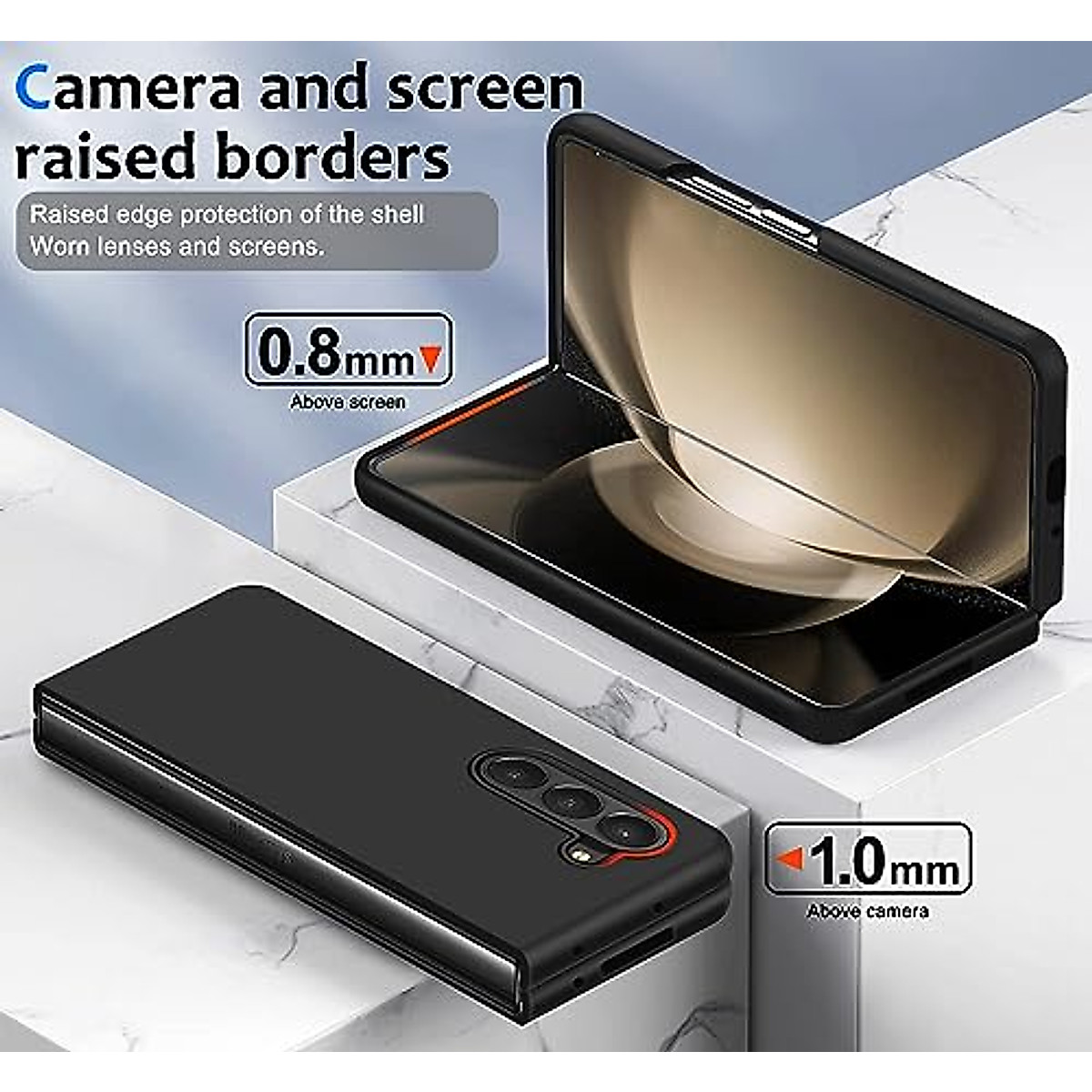 Z Fold 5 Liquid Silicone Case for Samsung Galaxy Z Fold5 5G, Slim Phone Case for Women Girls Soft Gel Rubber Ultra Thin Anti-Scratch Design Protective Cover for Samsung Z Fold 5 5G 7.6-inch (Black)