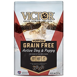 Victor Super Premium Dog Food – Grain Free Active Dog & Puppy – Dry Dog Food with 33% Protein, Gluten Free - for High Energy Dogs, 5lbs