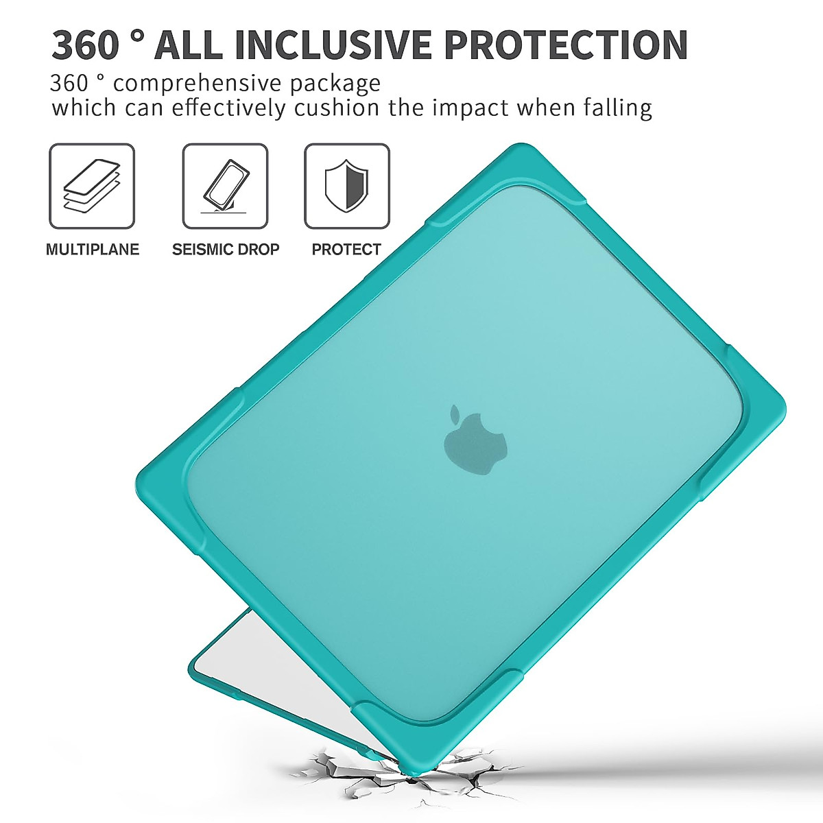 May Chen for MacBook Air 15 inch Case M2 A2941 / M3 A3114 Chip 2023 2024, Heavy Duty Shockproof Protective Hard Shell with Keyboard cover for Fold Kickstand, Blue
