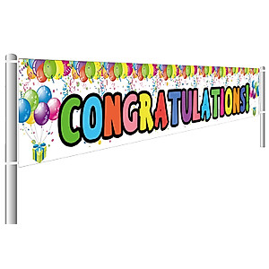 Large Congratulations Banner, 2024 Graduation Congrats Banner, Birthday Engagement Wedding Baby Shower Retirement Job Promotion Party Supplies Decorations (9.8 x 1.6 feet)