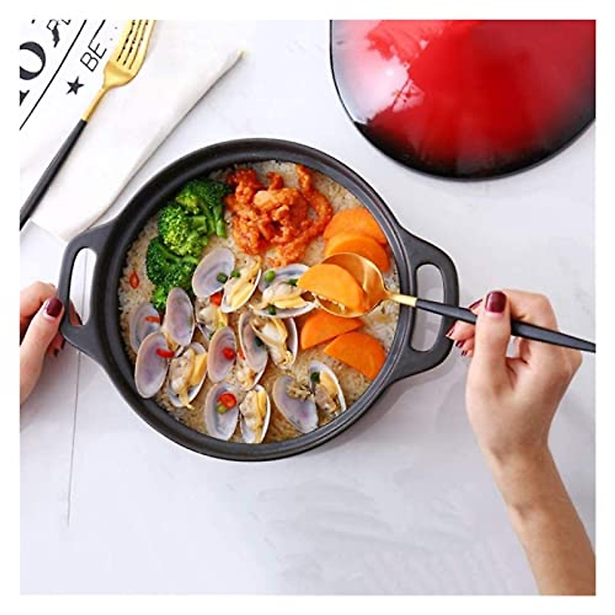 Colorful High Tightness Moroccan Tagine With Lid Lead Free Casserole Stew Pot For Different Cooking StylesHome Kitchent 22.5.28 (Color : Red)