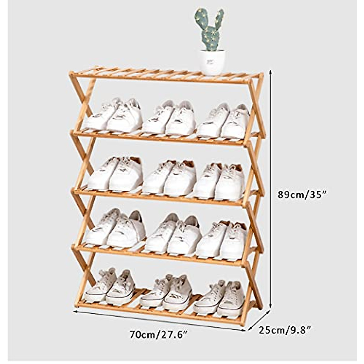 WUQIAO Foldable Large Shoe Rack Stackable Storage Shelves, No Need to Install, Stable and Durable, 5 Levels Large Capacity, Can Be Used As Decorative Racks and Flower Stand