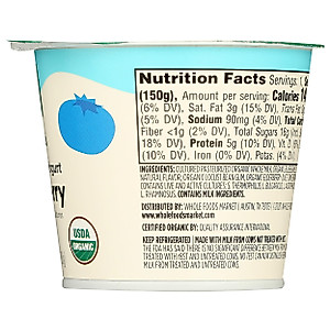 365 by Whole Foods Market, Yogurt Blueberry Organic, 5.3 Ounce