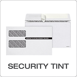 Adams 1099 Self Seal Double Window Security Tinted Envelopes, for 1099 Forms, 2-Up, Peel and Seal Closure, 5-5/8"" x 9"", 50 per Pack (TXA1099PS-2)