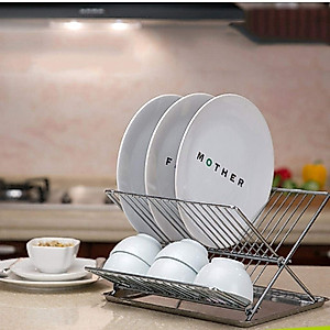 Plate Rack Draining Dish Rack Stainless Steel Dish Rack Kitchen Storage Rack Foldable Dish Drain Rack 30 Cm Pan Plate Holder