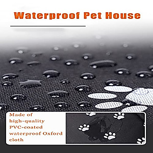 Cat Houses for Outdoor Cats, Feral Cats Dogs House, Weatherproof Warm and Insulated Cat House with Transparent Curtain Pet House, Stray Cats Shelter (Black, Medium-Houses)