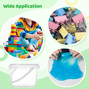 30 Pcs Containers for Slime - 17oz Empty Clear Bucket with Lids & Handles, Clear Slime Containers with Lids, Small Storage Cases for DIY Slime Making, Candy, Beads, Art Crafts, Part Material