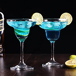 JEKOSEN Crystal Margarita Cocktail Glasses 9 Ounce Set of 4 Premium Strong Lead-Free Clear Party Drinking Glasses