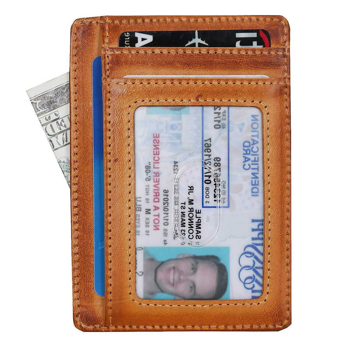 Slim Men Wallet Leather Card Holder RFID Thin Card Case Front Pocket Wallet