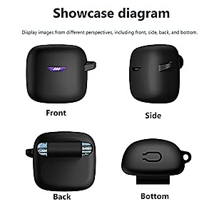 Miimall Case Compatible with JBL Tune Flex Case Cover, [Anti-Lost Keychain] [Scratch Resistance] Dust-Proof Protective Silicone Case for JBL Tune Flex with Carabiner Case Cover(Black)