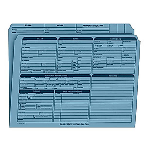 Real Estate Listing Folder – Right Panel List, Pre-Printed on Durable Card Stock with Closing Checklist and Color-Coded Dots for Organizing (Blue, Letter Size | Pack of 25)