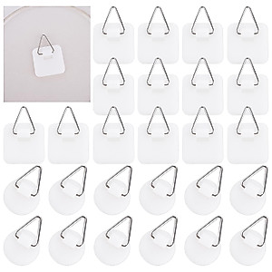 Thinp 30 Pieces Invisible Adhesive Plate Hanger Wall Plate Hangers Plastic Adhesive Picture Hangers Without Nails Plate Holder Frame Hangers for Bathroom Kitchen Wall Decoration (Round&Square)