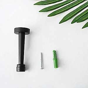 Door Stop Stopper Zinc Alloy Doorstop, Wall Mount, Longer and Stronger,Easy to Install ,Plastic Expansion & Screws Included (Black, 4.7"/12cm)
