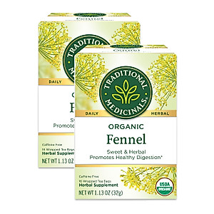 Traditional Medicinals Organic Fennel Herbal Tea, Promotes Digestive Health, (Pack of 2) 32 Tea Bags Total