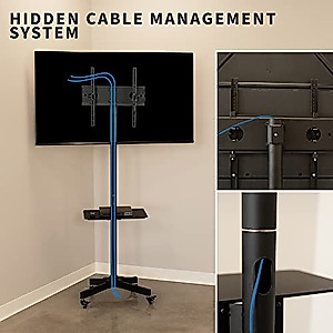 VIVO Mobile TV Cart for 13-60 inch Screens up to 55 lbs, LCD LED OLED 4K Smart Flat and Curved Panels, Rolling Stand, Laptop DVD Shelf, Locking Wheels, Max VESA 400x400, Black, STAND-TV04M